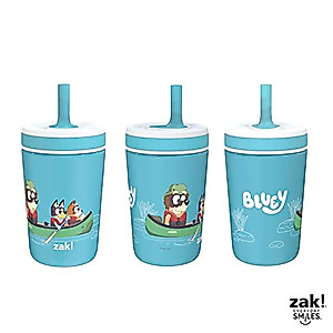 Zak Designs Bluey Kelso Toddler Cups For Travel or At Home, 12oz Vacuum Insulated Stainless Steel Sippy Cup With Leak-Proof Design is Perfect For Kids (Bluey, Bingo, Grandad Mort)