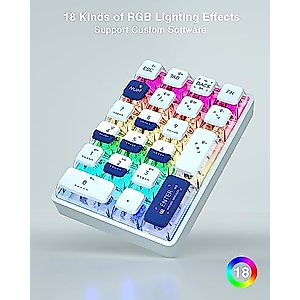 SOLAKAKA K21 RGB Backlit Tri-Mode Wireless Mechanical Number Pad Supports 3 Bluetooth/2.4GHz/Type C Wired,Hot Swappable 21 Keys Mechanical Numpad with Pudding Style PBT Keycaps