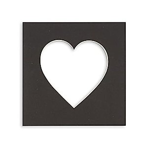 11x11 Mat Bevel Cut for 7x7 Photos - Precut Black Heart Shaped Photo Mat Board Opening - Acid Free Matte to Protect Your Pictures - Bevel Cut for Family Photos, Pack of 1 Matboard Show Kit With Acid