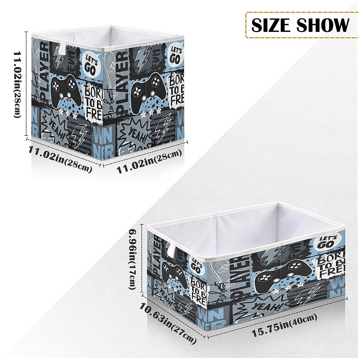 QUGRL Urban Game Joystick Storage Bins Organizer Video Games Foldable Clothes Storage Basket Box for Shelves Closet Cabinet Office Dorm Bedroom 15.75 x 10.63 x 6.96 in