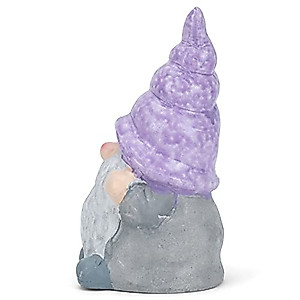 Napco Mini Spring Gnome with Shovel 5.25 Inch Tall Blue Speckled Ceramic Garden Figurine