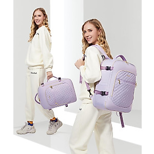 LOVEVOOK Large Travel Laptop Backpack for Women, 40L Carry On Backpack Flight Approved,Waterproof Suitcase Backpacks with 3 Packing Cubes, Daypack Business College Weekender Overnight, Light Purple