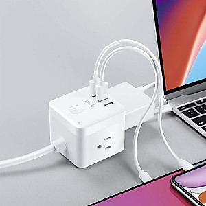 Power Strip Extension Cord with Multiple Outlets, BULL Power Strip with 3 USB Charging Ports 3 Outlets and 5ft Flexible Extension Cord, Travel for Cruise Ship Home Dorm Hotel Office