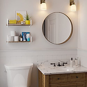 Wallniture Toledo 17"x6" Floating Shelves, Floating Bookshelf for Living Room, Wall Shelves for Bedroom, Kitchen Organization, Bathroom Storage Shelves Burnt Set of 2