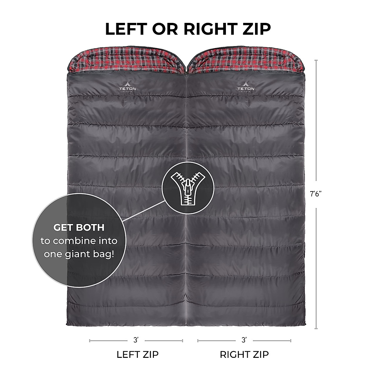 TETON Sports Celsius XL -25F Sleeping Bag; Cold Weather Sleeping Bag; Great for Family Camping; Free Compression Sack, Grey