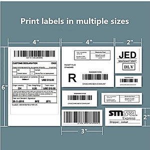with U Disk (Driver.Software, Video are in U Disk) Label Maker Printer Thermal Barcode Shipping Printer Bluetooth and USB 110mm 4X6 Shipping Sticker Label Printer 4 inch (USB+Bluetooth Port)