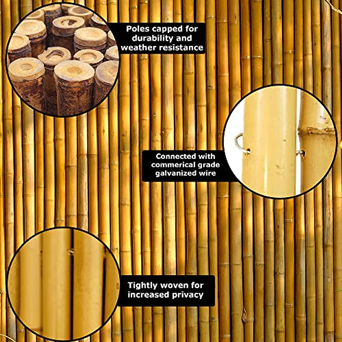 Backyard X-Scapes Caramel Brown Bamboo Fencing Decorative Rolled Fence Panel 3 ft H x 8 ft L