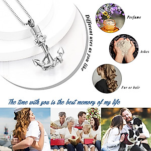 XSMZB Cremation Jewelry for Ashes Anchor Urn Necklace for Men Women Memorial Ashes Holder Keepsake Urn Pendant (Silver)