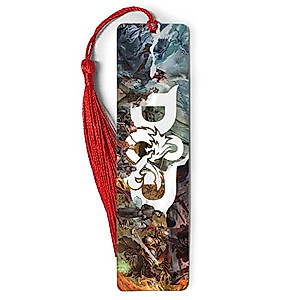 Bookmarks Metal Ruler Dungeon Bookography and Measure Dragons Tassels Collage Bookworm for Reading Bibliophile Book Christmas Ornament Markers Gift Bookmark