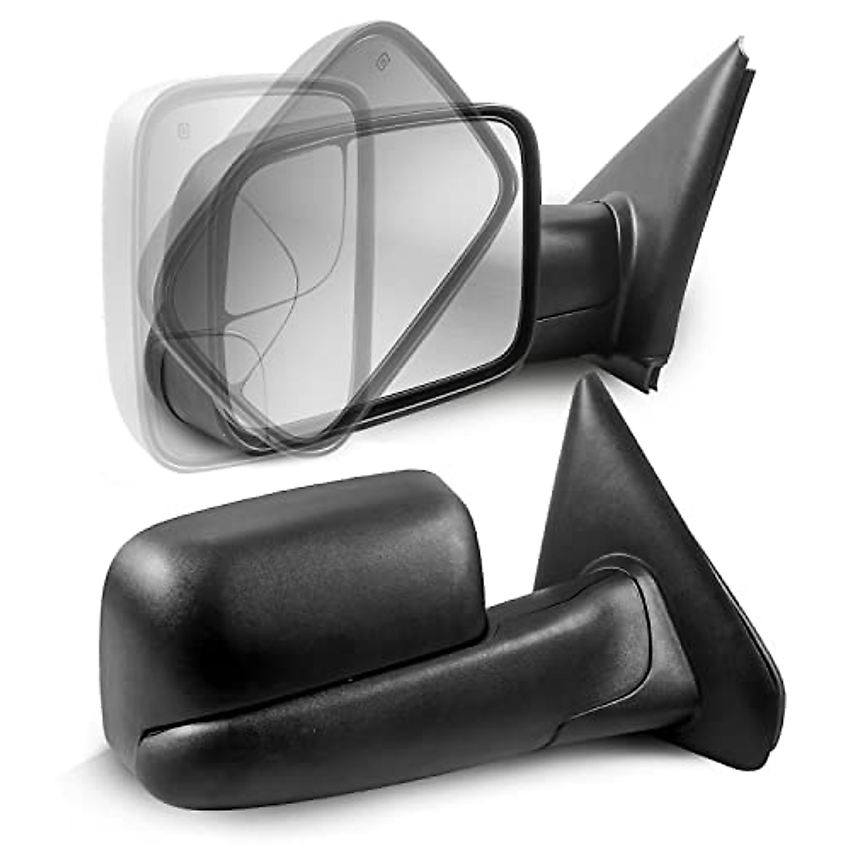 MOSTPLUS Power Heated Towing Mirror Compatible for 2002-2008 Dodge Ram 1500/2003-2009 Ram 2500 3500 with Manul Telescoping(Set of 2)