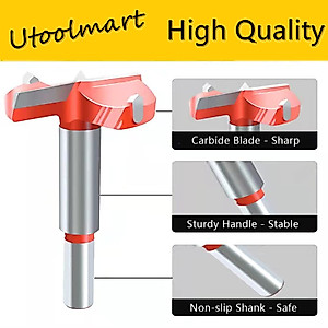 Utoolmart Forstner Drill Bits, 22mm Cemented Carbide Wood Cutter Tool, Round Shank Woodworking Hole Saw Cutter, 85mm Length Woodworking Hole Boring Bit, Orange