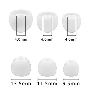 Replacement Earbud Tips fit TaoTronics Wireless Bluetooth and Wired in-Ear Headphones - Small, Medium and Large - Black and Clear (Smaller Inner Post Hole)