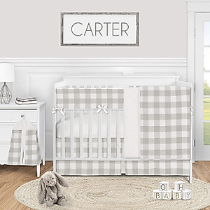 Sweet Jojo Designs Grey Woodland Plaid Fabric Memory Memo Photo Bulletin Board - Gray White Rustic Buffalo Check Flannel Country Lumberjack