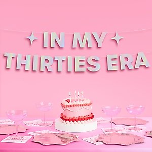 xo, Fetti In My Thirties Era Banner 5 Ft, Iridescent | 30th Birthday Party Decoration, Bday Photo Booth Backdrop, Silver HBD Sign Supplies