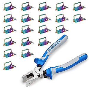 SPEEDWOX 20Pcs 1.25" Rainbow Key Fob Hardware with Key Fob Pliers Set, 8" Glass Running Pliers with Rubber Tips, Curved Jaws, Hardware with Key Ring for Wristlet Keychain Hardware Install
