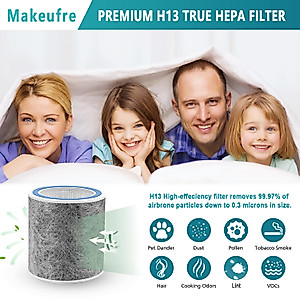 Makeufre HP102 Replacement Filter, Compatible with Shark Air Purifier Model HP102PET, HP132, HP152 & HC450, HC451, HC452, HC455, Part # HE1FKPET, HE1FKBAS, HE1FKBASMB, 2 Pack