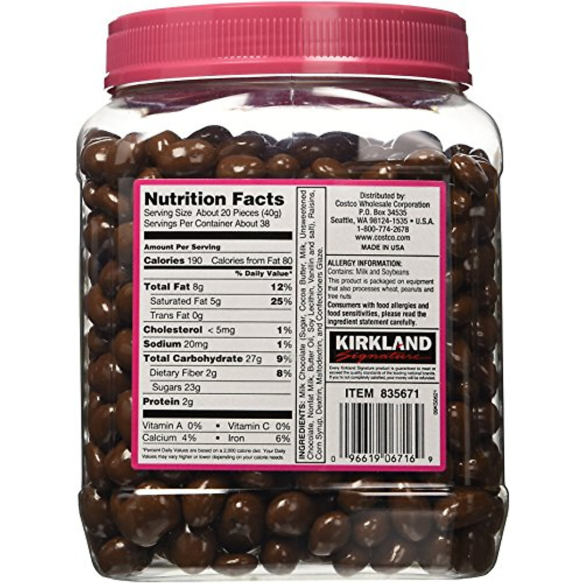 Kirkland Signature Milk Chocolate, Raisins, 54 Ounce x 2 (Pack of 2)