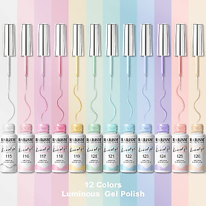 RARJSM Glow in The Dark Nail Art Gel Liner 12 Soft Pastel Colors Neon Green Blue Purple Pink Painting Luminous Polish Set UV LED Curing Requires Thin Brush for Swirl Nails Design