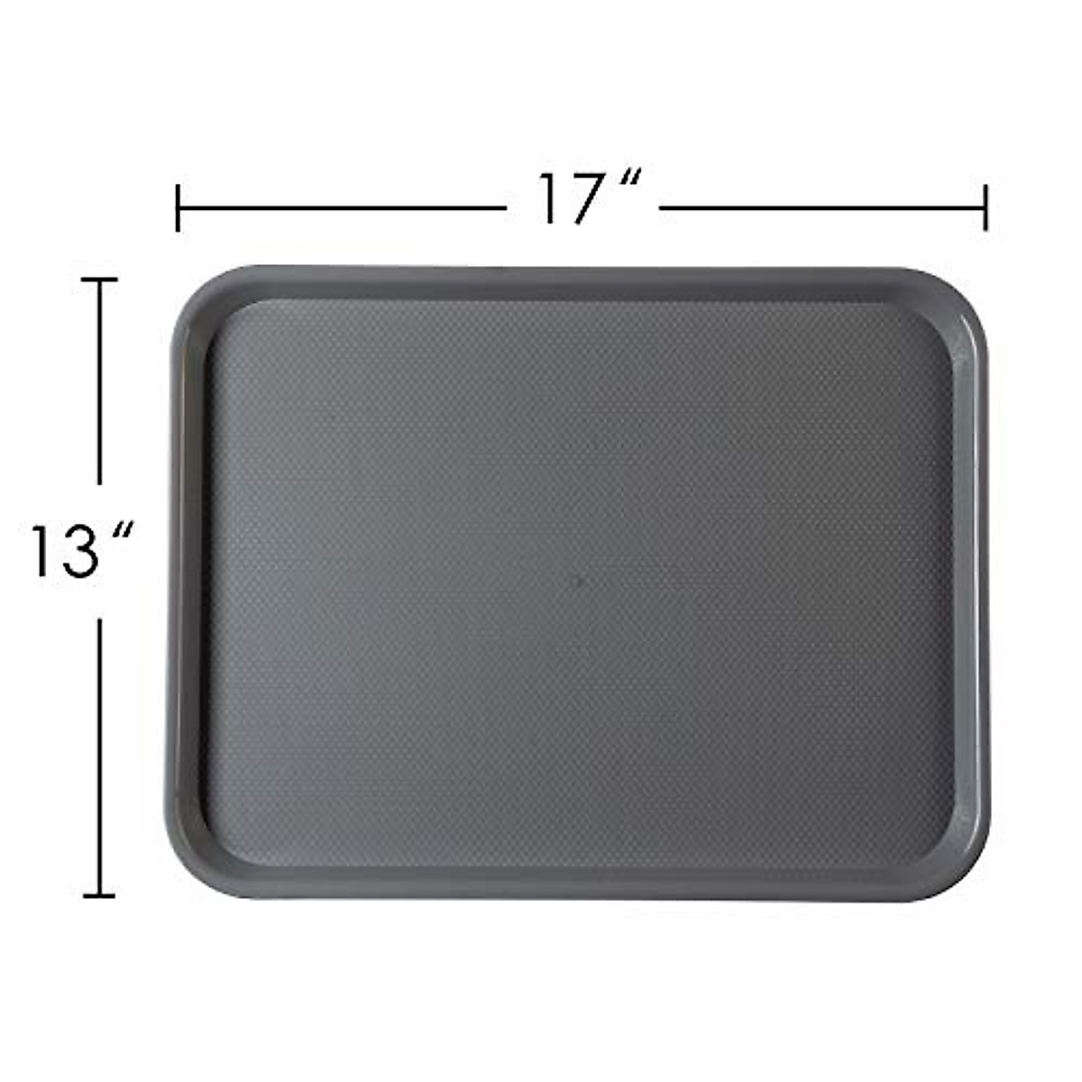 Eslite Rectangular Plastic Serving Trays,Fast Food Serving Cafeteria Trays,17"X13",Set of 6 (Grey)