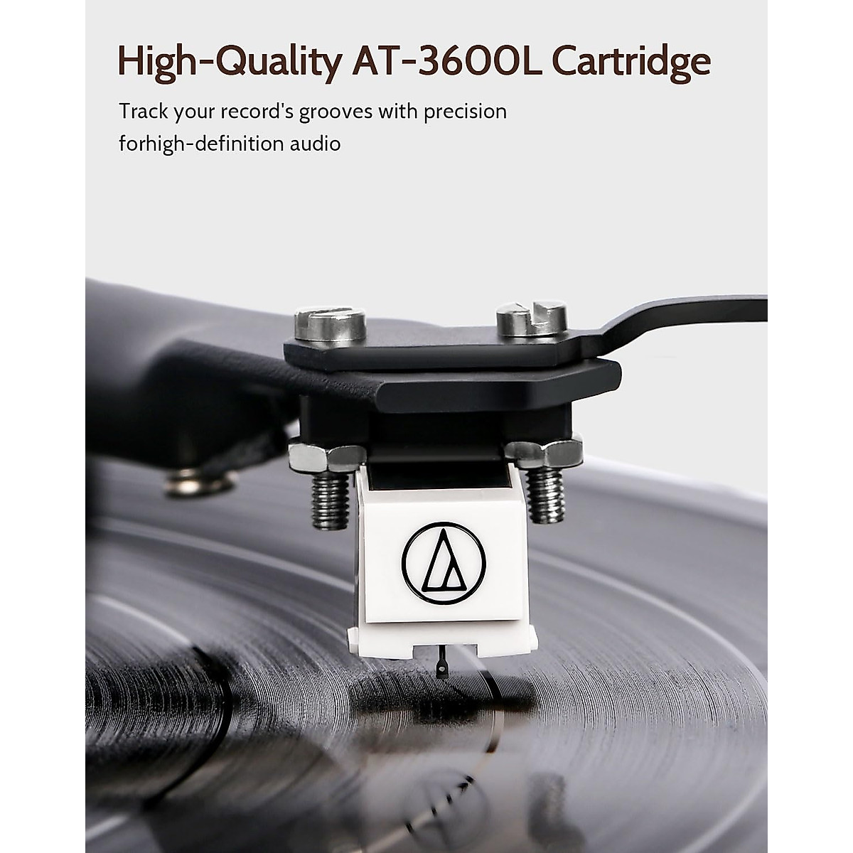 1 by ONE Bluetooth Turntable HiFi System with 36 Watt Bookshelf Speakers, Patend Designed Vinyl Record Player with Magnetic Cartridge, Bluetooth Playback and Auto Off