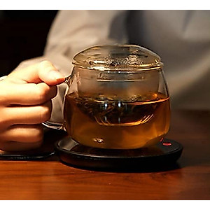 Coffee Warmer for Desk,4.6Inch Electric Cup Warmer Pad for Coffee Tea Milk Water, Touch Heating Thin Minimalist Cup Mat Warm Pad for Office Home Desk Use (Black)