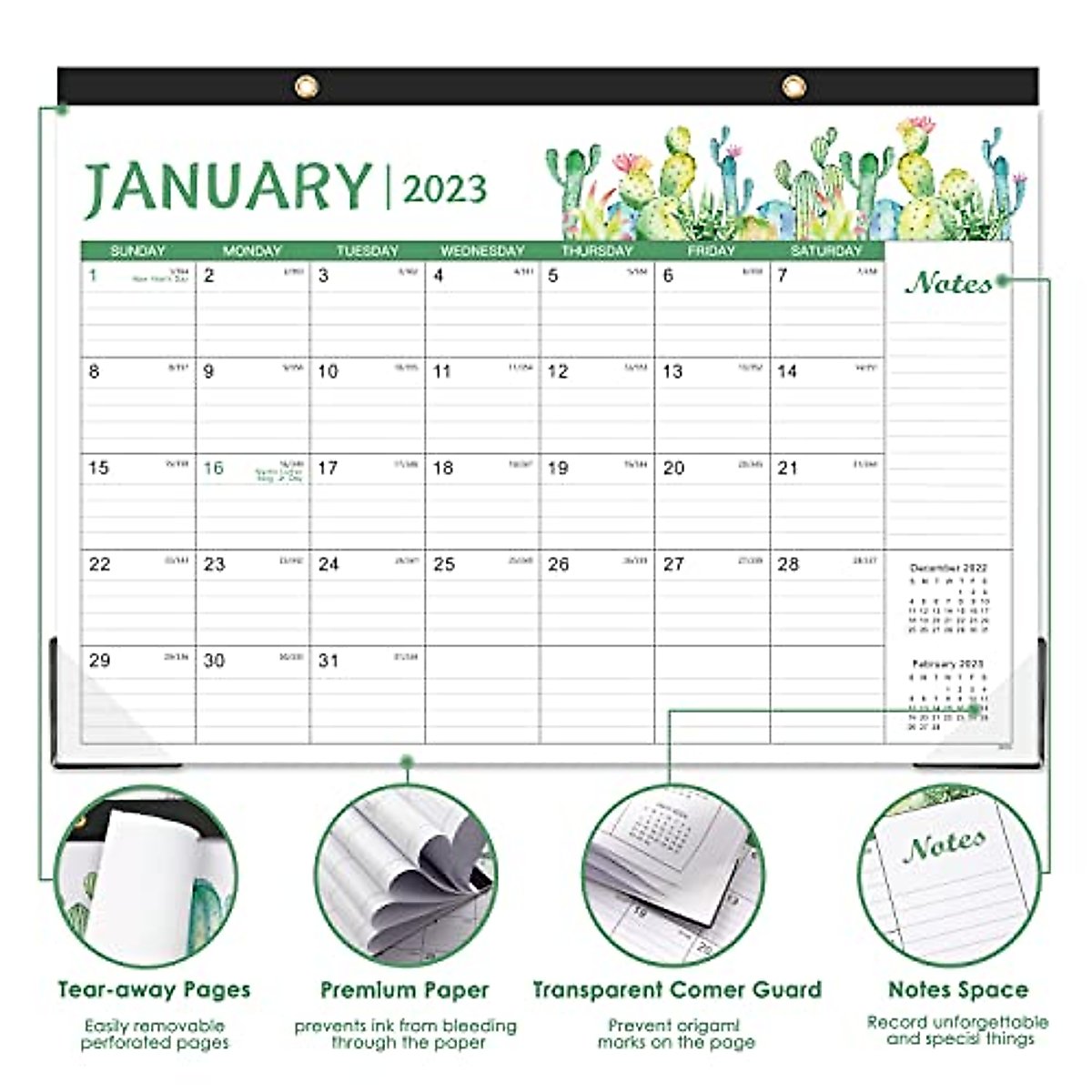 2023-2024 Desk Calendar - Jan 2023 - Jun 2024, 18 Months Large Monthly Desk Calendar, 17" x 12", Desk Pad, Large Ruled Blocks, to-do List & Notes, Best Desk/Wall Calendar for Planning or Organizing