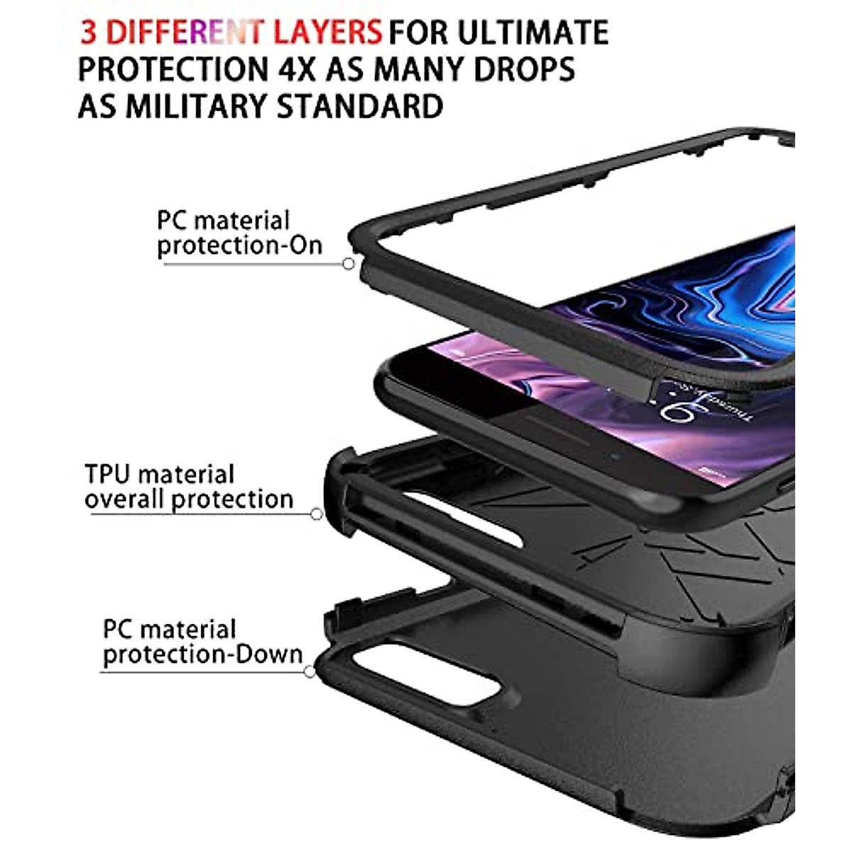 Diverbox Case [Shockproof] [Dropproof] [Dust-Proof],Heavy Duty Protection Phone Cover for Apple iPhone 8 Plus & 7 Plus (Black)