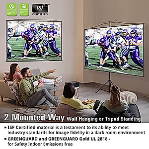 Akia Screens 2 in 1 110 inch Portable Projector Screen with Stand and Carry Bag 4:3 16:9 8K 4K HD 3D, Stand or Wall Mount Tripod Projection Screen for Outdoor Movie Home Theater, AK-T110VLITE (Black)