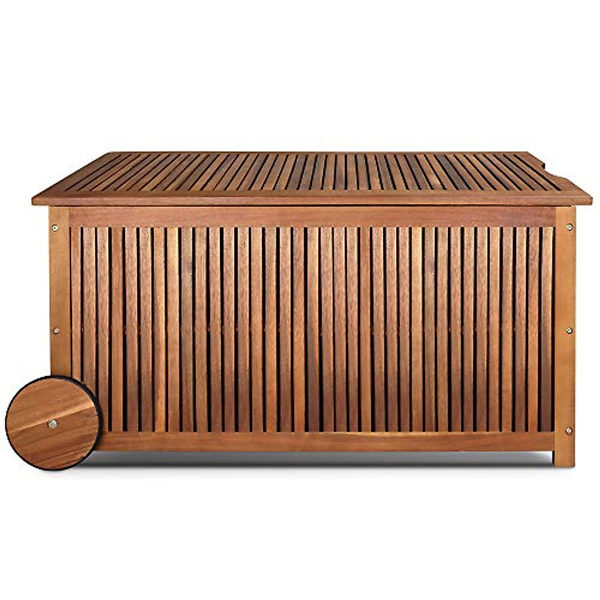 cucunu Outdoor Wood Storage Container - 65 Gallon Capacity | Durable Weather-Resistant Wood | Rustic Charm for Patio & Garden | Easy Access Hinged Lid & Front Opening