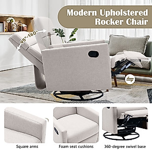 UFINEGO Swivel Rocker Recliner Chair, Manual Glider Recliner, 360 Degree Swivel Reclining Sofa Chair with Adjustable Backrest for Living Room, Apartment