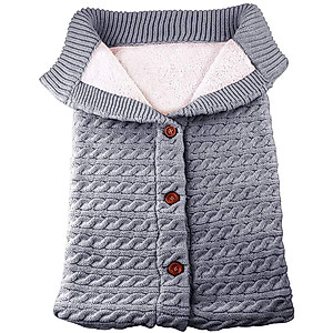 Unisex Babies Stroller Wrap Knit Sweater Blanket Newborn Baby Soft Thick Fleece Swaddle Blankets for Girls Boys