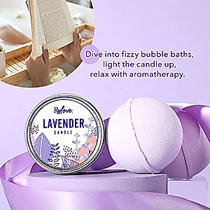 BFF LOVE Spa Gift Baskets for Women, Bath and Body Gift Set, Lavender Spa Set for Women Gift, with Candle, Bath Bomb, Bubble Bath, Relaxing Pamper Gifts for Women, Valentines Gifts for Her