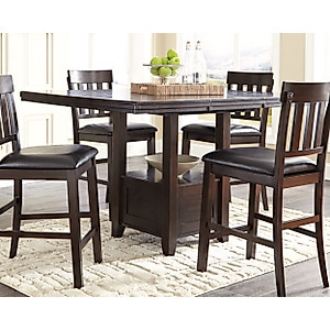 Signature Design by Ashley Haddigan Traditional Rectangular 36" Counter Height Dining Extension Table, Dark Brown