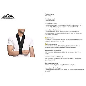 supregear Arm Sling, Adjustable Collar and Cuff Sling Immobilizer Lightweight Neck Support Simple Arm Sling Breathable Medical Shoulder Support for Men Women, One Size Fits All, Black