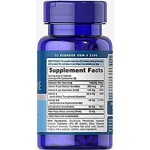 Zinc for Acne by Puritan's Pride a Mineral for Immune Sytem Health 100 Tablets