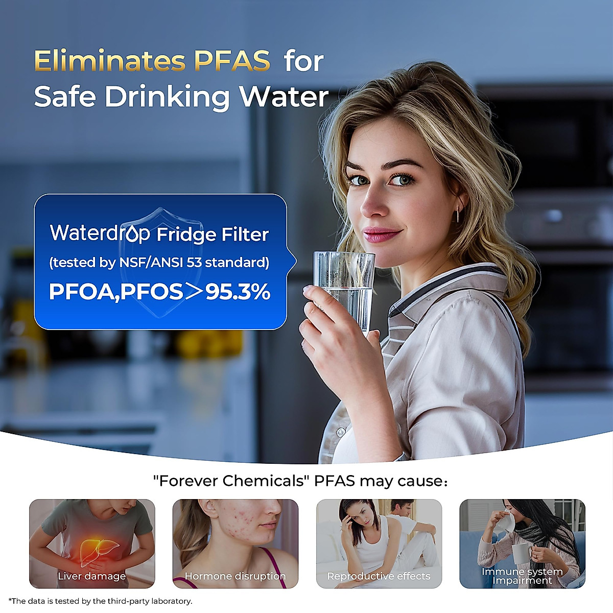 Waterdrop Plus 8171413 Refrigerator Water Filter, Replacement for Whirlpool® 8171413, EDR8D1, Kenmore® 46-9002, NLCS200, NSF 401&53 Certified, 𝐑𝐞𝐝𝐮𝐜𝐞 𝐏𝐅𝐀𝐒, Pack of 3 (Package may vary)