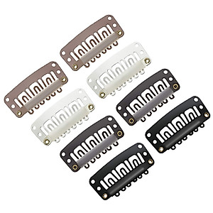 WILLBOND 100 Pcs 32mm Hair Extension Clips 6 Teeth Wig Clips to Secure Wig Small Clips with Soft Rubber Metal Snap Wig Accessories for Women Men, 4 Colors(Multicolor)