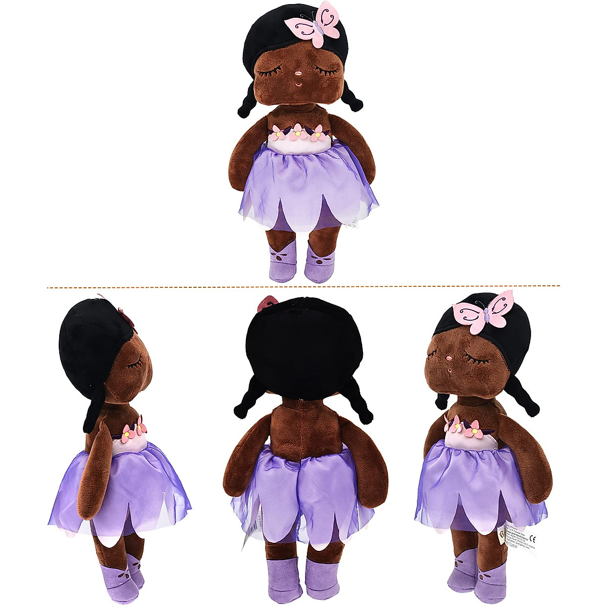 HWD 13'' Soft Stuffed Girls Dolls, Kawaii Plush Toys Gifts for Kids, Toddler, Birthday, Valentines, Christmas (Purple)