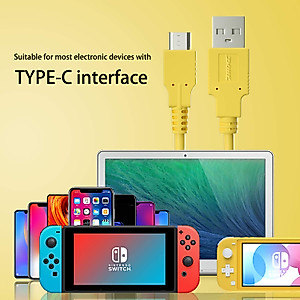 HEATFUN Yellow USB C Charger Cable for Switch, MacBook, Pixel C, LG Nexus 5X G5, Nexus 6P/P9 Plus, One Plus 2, Sony XZ and More - Fast Charging (4.92ft)