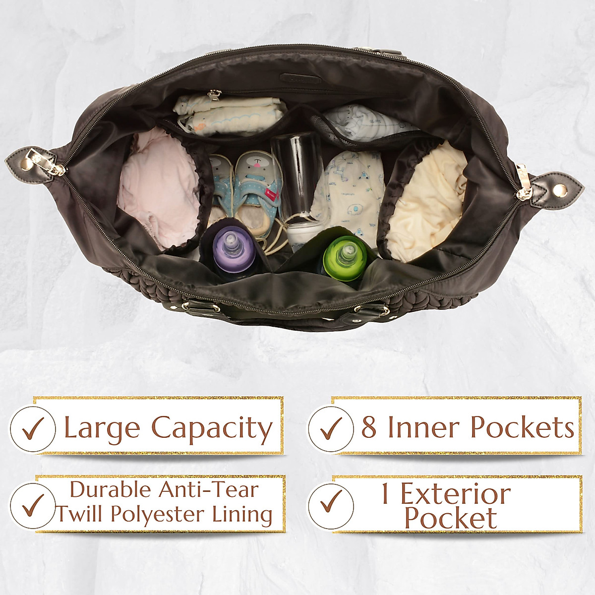 Diaper Bag Tote Baby Nappy Changing Bag Multifunction Large Baby Travel Handbag for Mom (Olive)