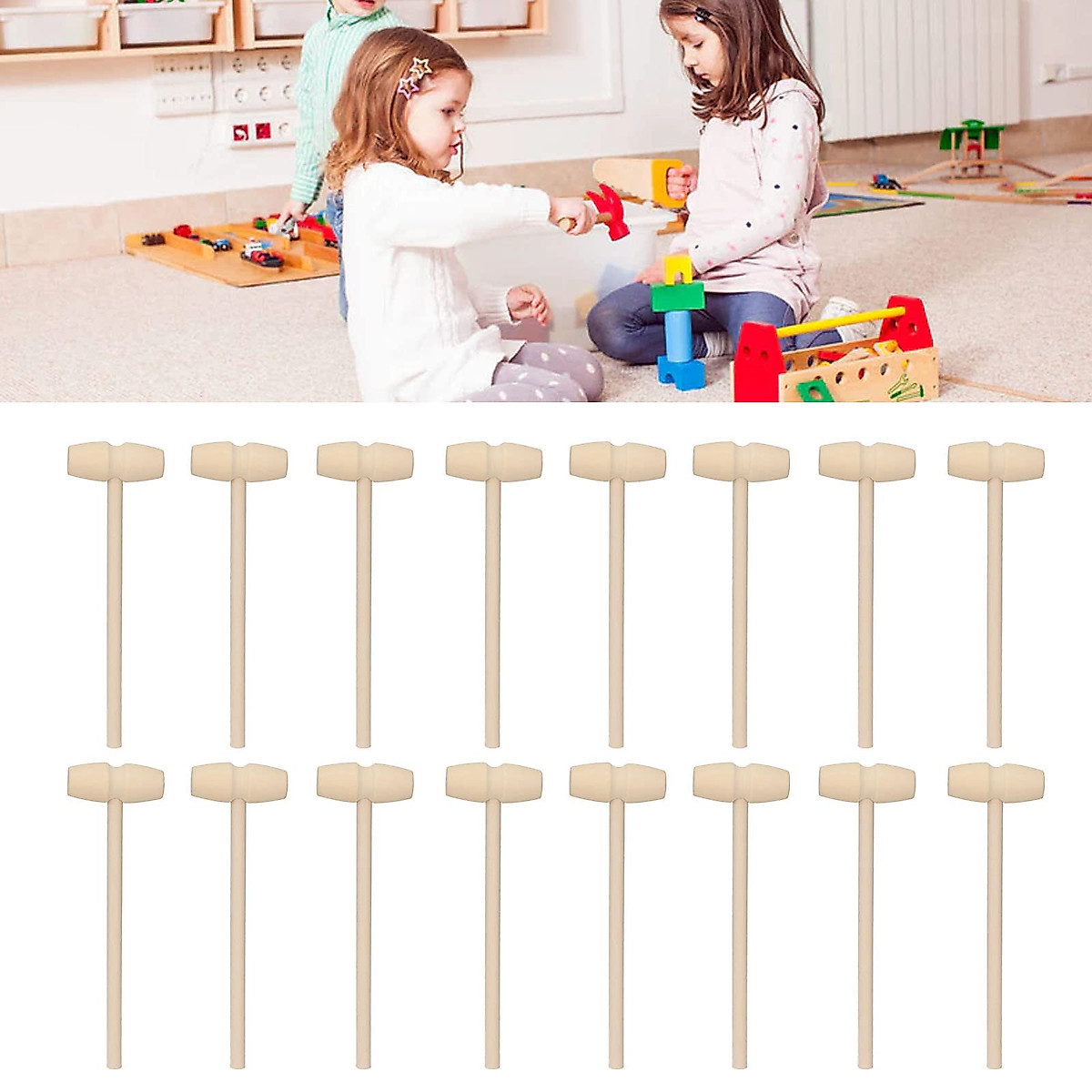 30 pcs Mini Wooden Hammer Kids Toys,Small Unfinished Hammer Toy DIY Painting Beating Hammer Toy Educational Wooden Tools for Smashing Cakes
