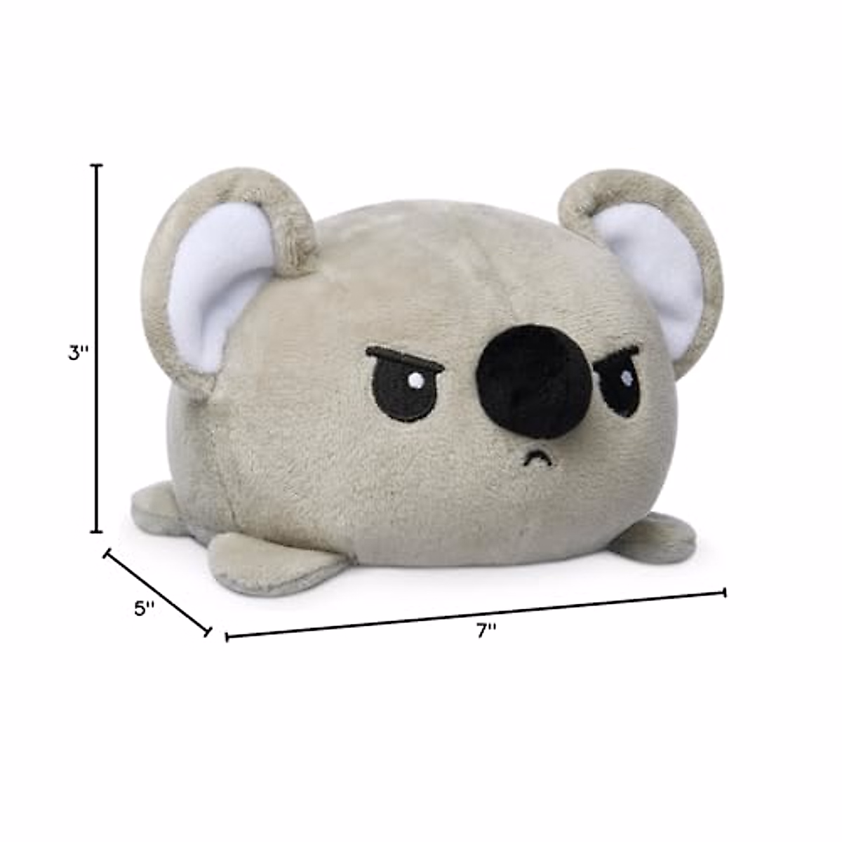 TeeTurtle - The Original Reversible Koala Plushie - Gray - Cute Sensory Fidget Stuffed Animals That Show Your Mood 3.5 inch