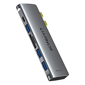 USB C Hub, LIKFAVOR 6 in 2 USB C to HDMI Adapter with 100W Thunderbolt 3 Type C Charging Port, 3 USB 3.0 Ports Adapter Compatible with MacBook Pro/Air, SD/TF Card Reader