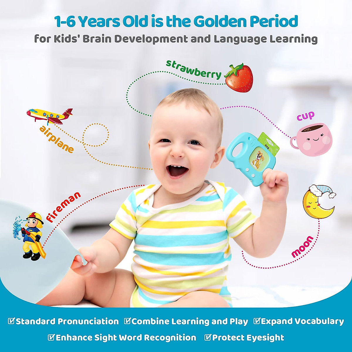 Websonaw Toddler Toys for 2 3 4 5 Year Old Boys Girls, Talking Flash Cards with 224 Words, Autism Sensory Toys for Autistic Children Learning Montessori Toys for 2 Year Old, Speech Therapy Toys