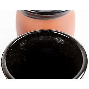 Handmade con Amor – Set of 2, 20 oz Artisan Handmade Authentic Mexican Clay Cantaritos, Glazed Rim and Interior, Black