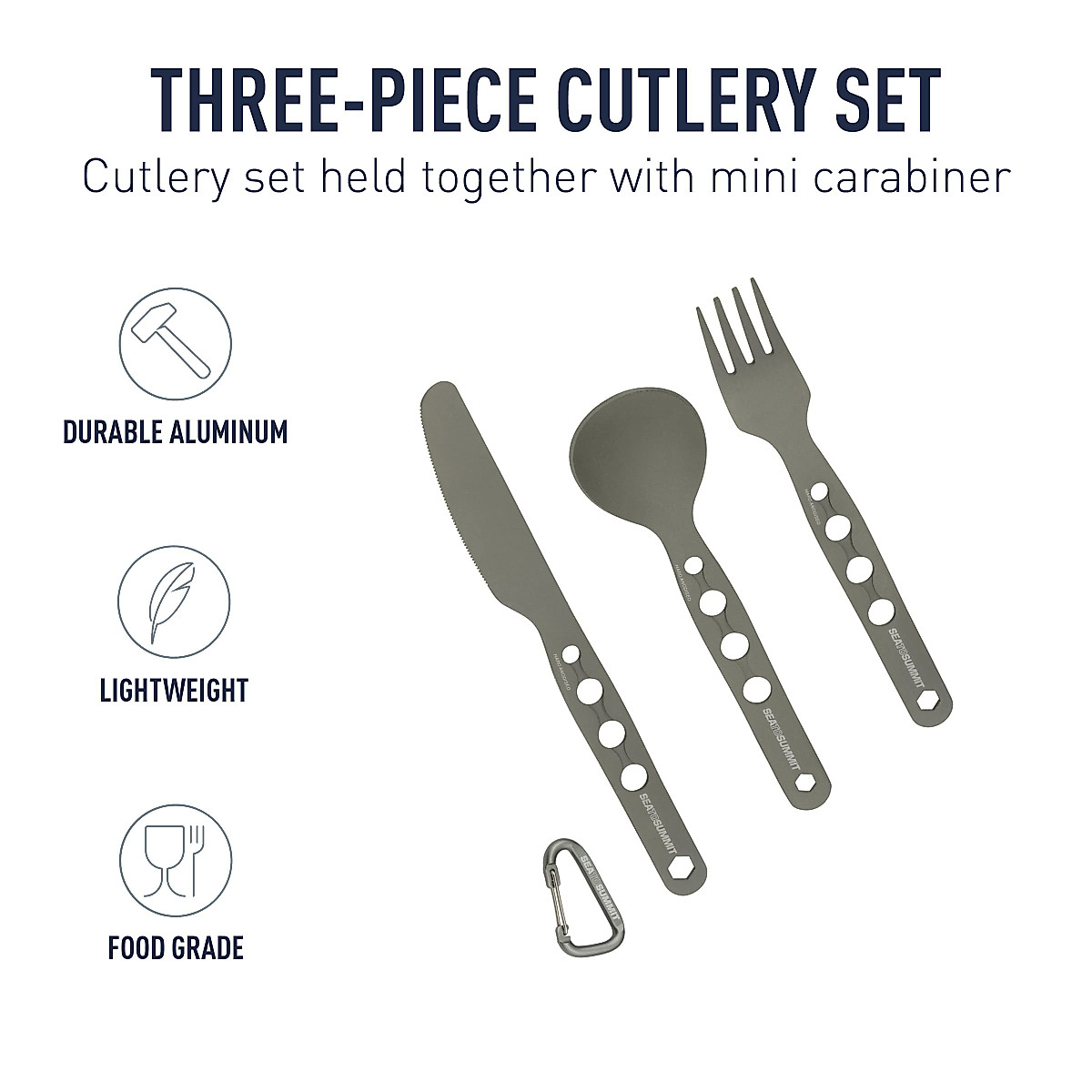 Sea to Summit Alpha Set Camping Cutlery Set with Knife, Fork, and Spoon