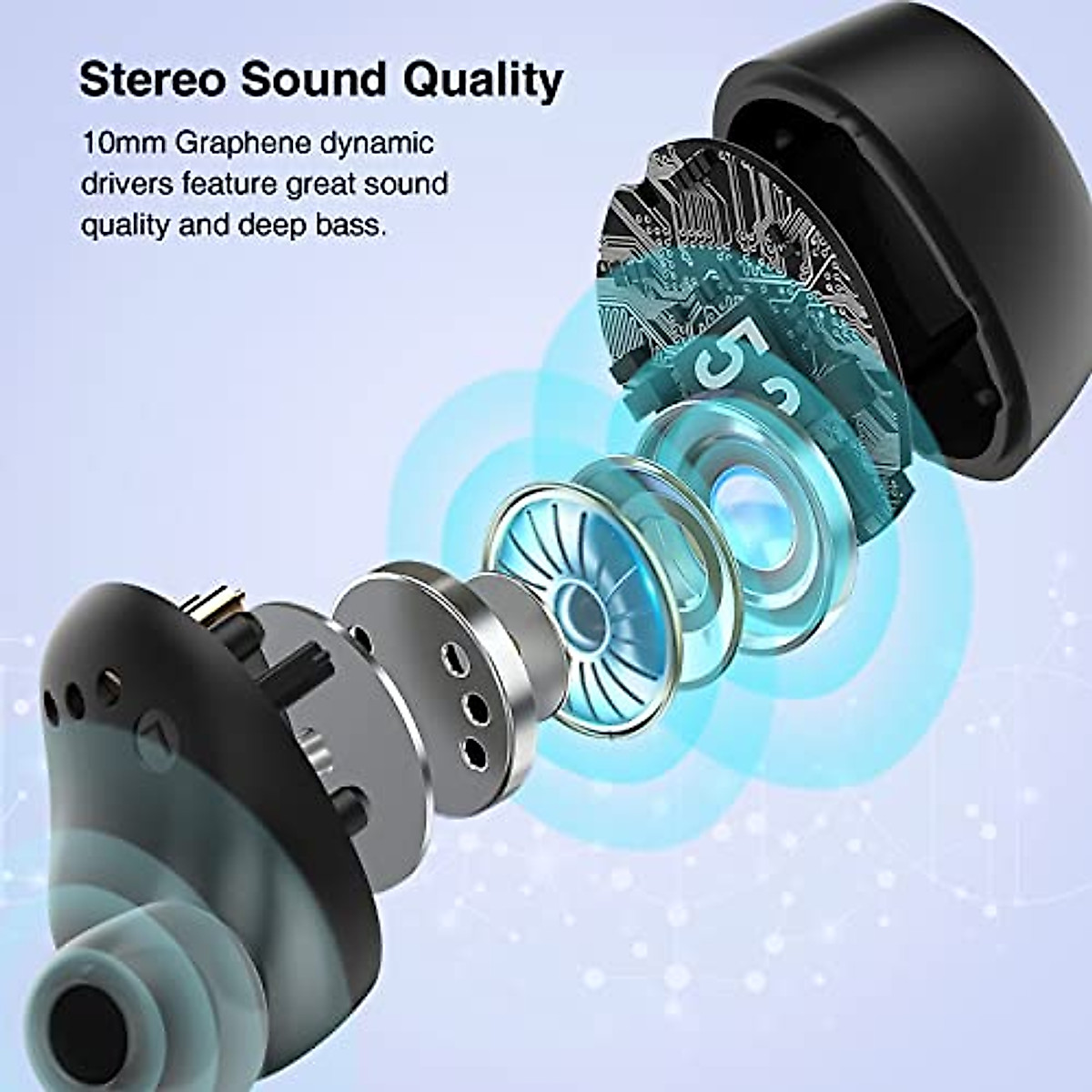 Aruind True Wireless Earbuds Bluetooth Headphones, 160H Playtime Earbuds with LED Display, IPX7 Waterproof Sports in-Ear Earbuds, CVC 8.0 Noise Cancelling Deep Bass Earphones for iPhone/Android