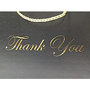 MODEENI Large Black Thank You Gift Bags Paper Shopping Bags with handles 13x10 Large Gift Bags 12 Pack Gold Foil Premium Quality Matte Embossed for Small Business 13x5x10