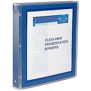 Avery Flexi-View 3 Ring Binder, 1 Inch Round Rings, 1 Navy Blue Binder (17685)