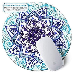 Mouse Pad, Round Mandala Mouse Mat, Non-Slip Rubber Base Mousepad with Stitched Edge, Waterproof Office Mouse Pad, Small Floral Mouse Mat (Mandala 3Pack)